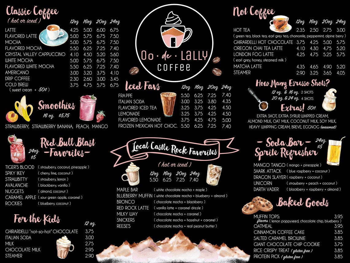 Coffee Shop Menu Restaurant Menu Sign Food Truck Sign - Etsy