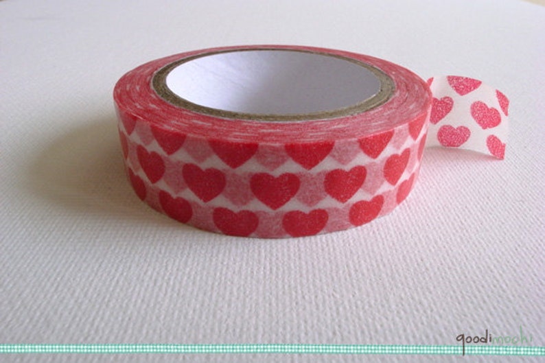 Red Heart Pattern Washi Tape / Masking Tape 10m - Etsy