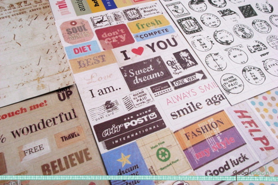 Paper Collage Art Sticker Set // Message, Graffiti, Street Art, Postage ...