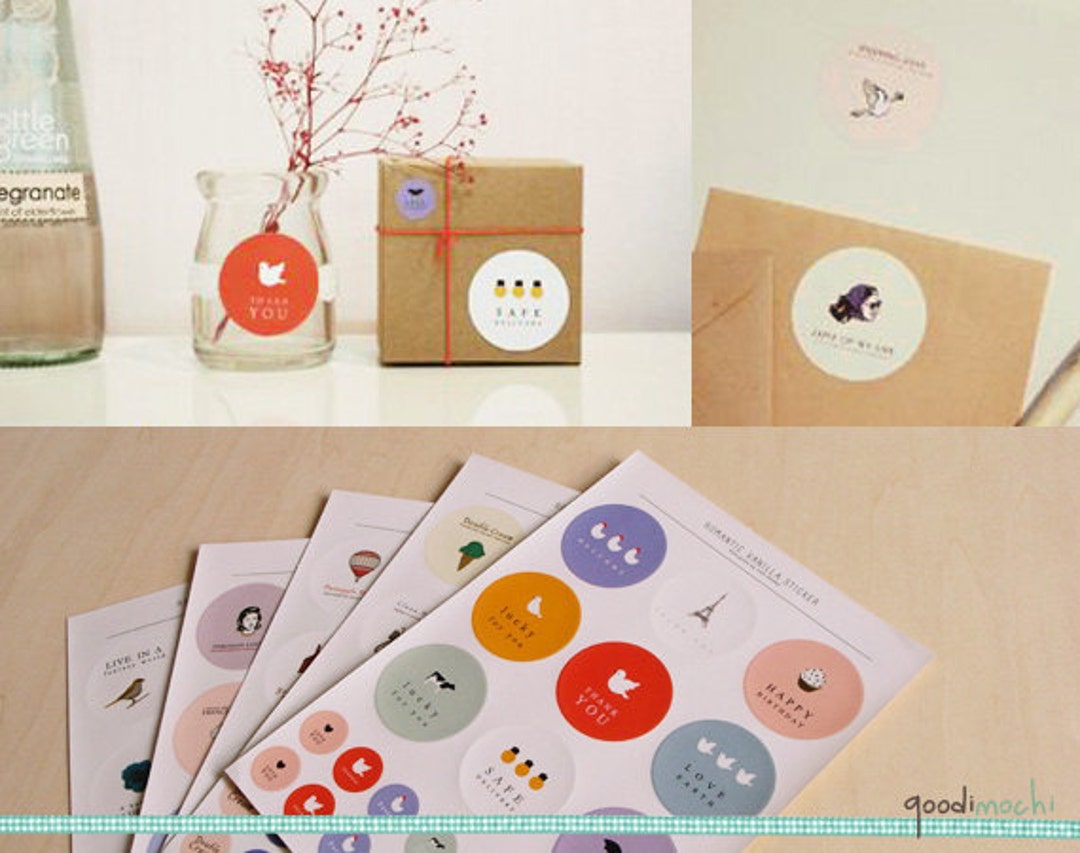 Romantic Vanilla Sticker Seal Set 5 Sheets, 115 Pcs Gift Wrapping ...