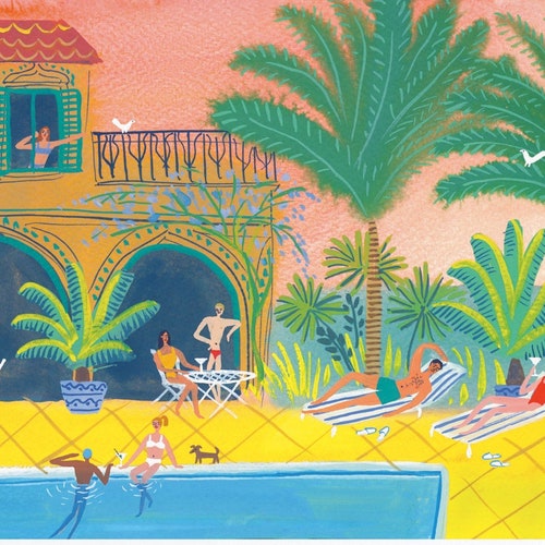 Poolside Art Print Tropical Holiday Swimming Pool - Etsy UK