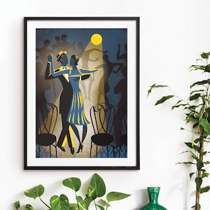 Blue Balboa Dancing Couple A3 A2 A1 Art Deco Bauhaus Poster Print ...