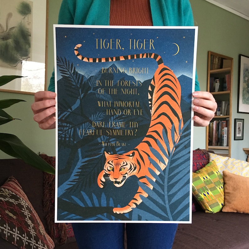 Tiger Art Print William Blake Poem Illustration A3 A2 A1 Size | Etsy