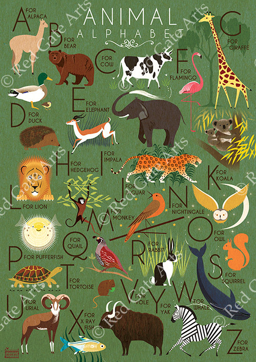 Animal Alphabet Poster Print Children's A-Z Nursery Art A3 - Etsy UK