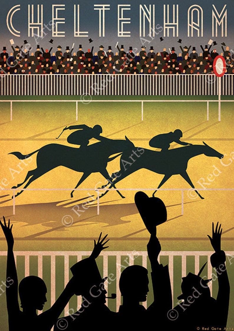Cheltenham Races Poster Horse Art Deco Print Bauhaus Vintage - Etsy
