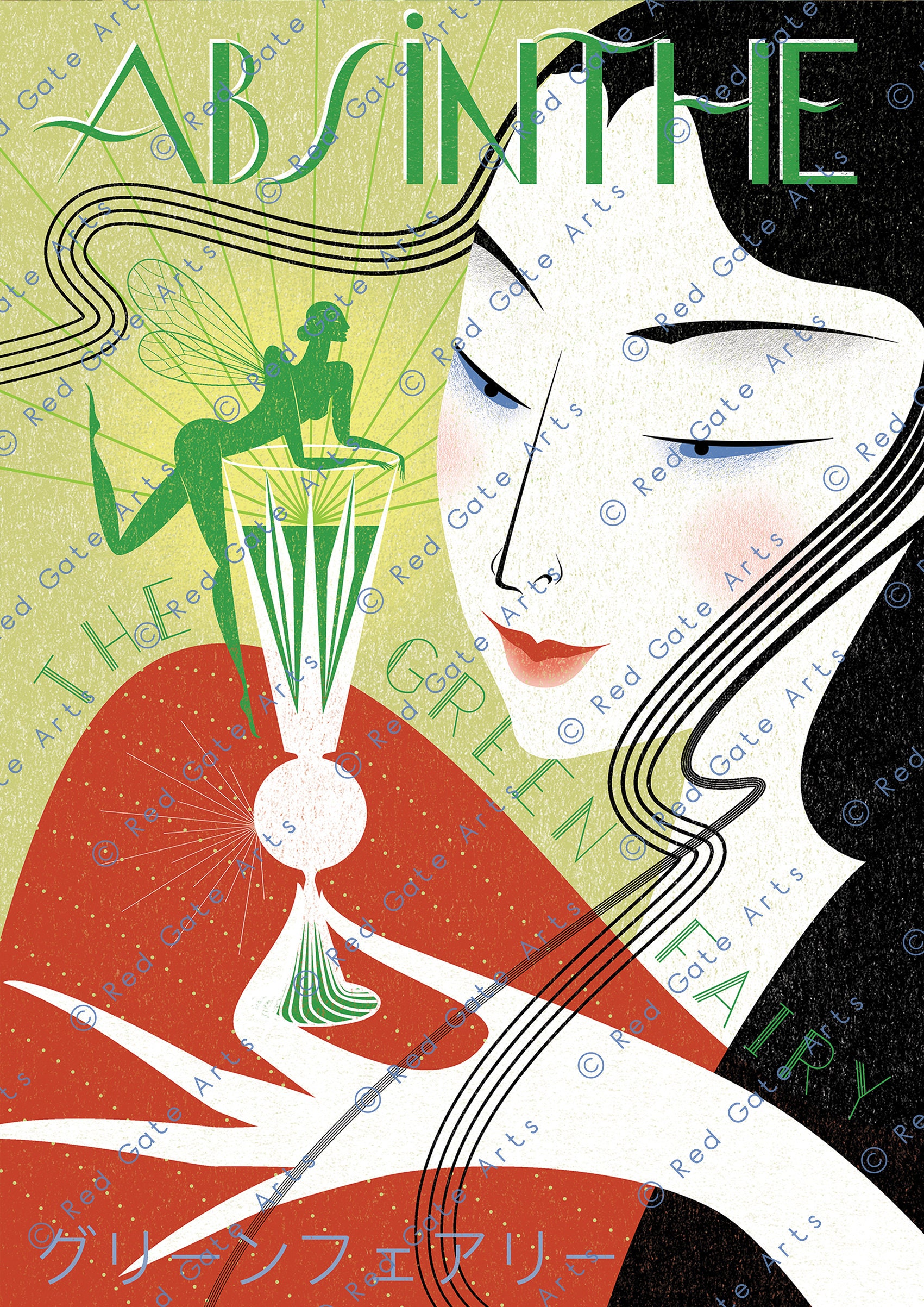 Art Nouveau Absinthe Poster Japanese Lady Print Vogue Fashion | Etsy UK