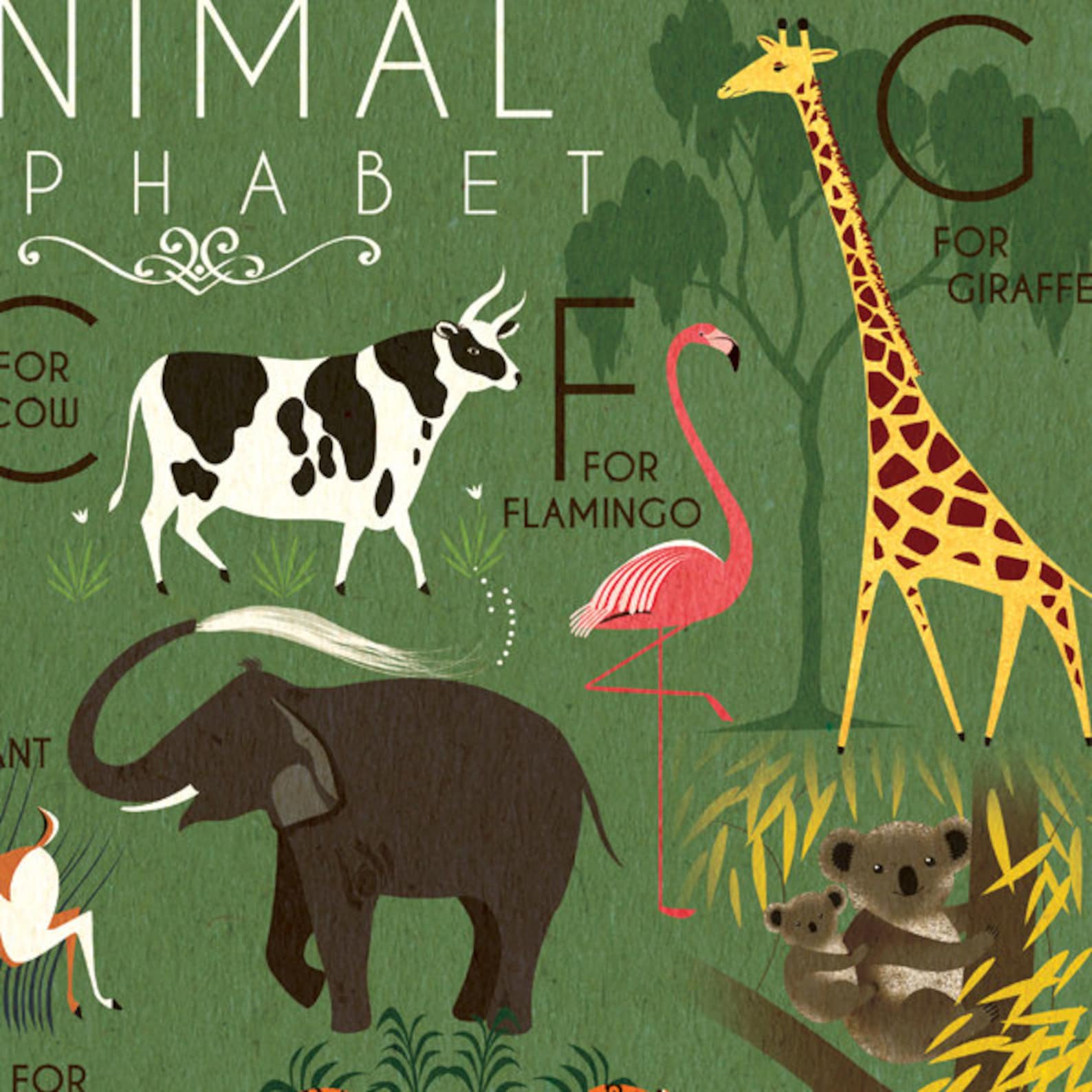 Animal Alphabet Poster Print Children's A-Z Nursery Art A3 - Etsy