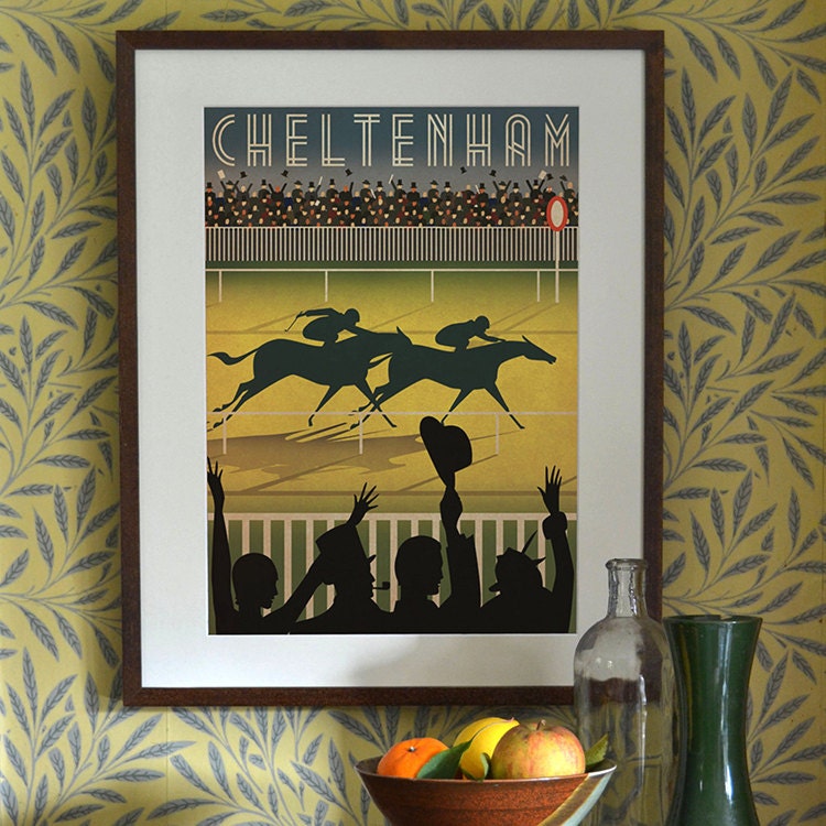 Cheltenham Races Poster Horse Art Deco Print Bauhaus Vintage | Etsy