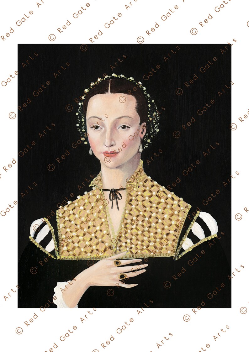 Anne Boleyn Portrait Tudor Style Art Print, Beautiful Miniature ...