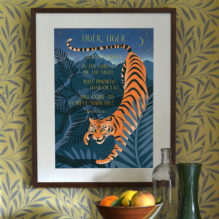 Tiger Art Print William Blake Poem Illustration A3 A2 A1 Size | Etsy