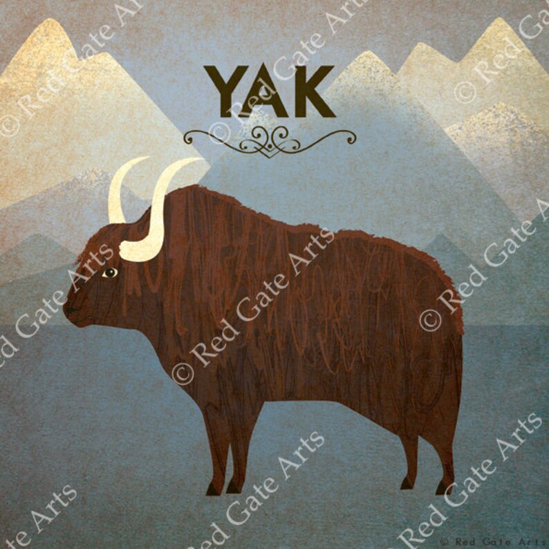 Yak Print Art Deco Animal Alphabet Poster Vintage 1930's | Etsy