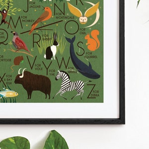 Animal Alphabet Poster Print Children's A-Z Nursery Art A3 - Etsy
