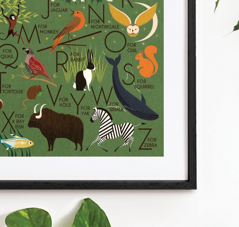 Animal Alphabet Poster Print Children's A-Z Nursery Art A3 - Etsy