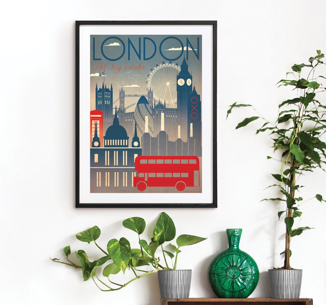 London City Art Deco Bauhaus Poster Print A3 A2 A1 Vintage Retro ...