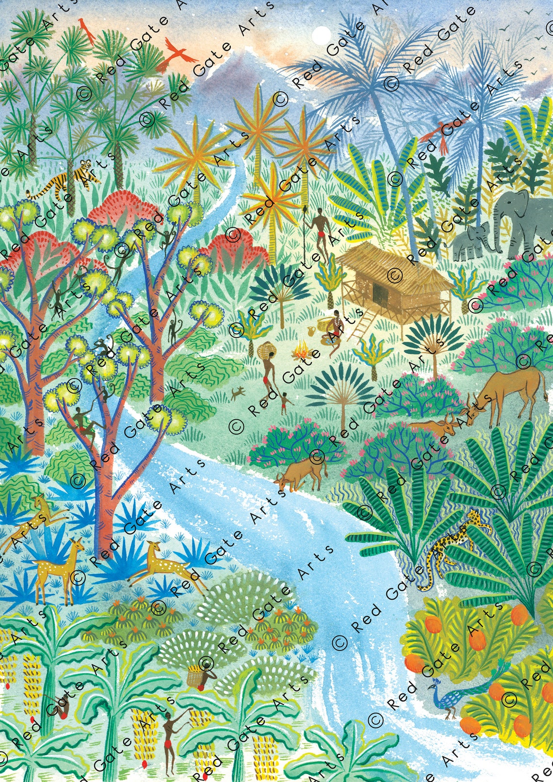 Jungle Forest Illustration Bright Colourful Tropical Indian - Etsy UK
