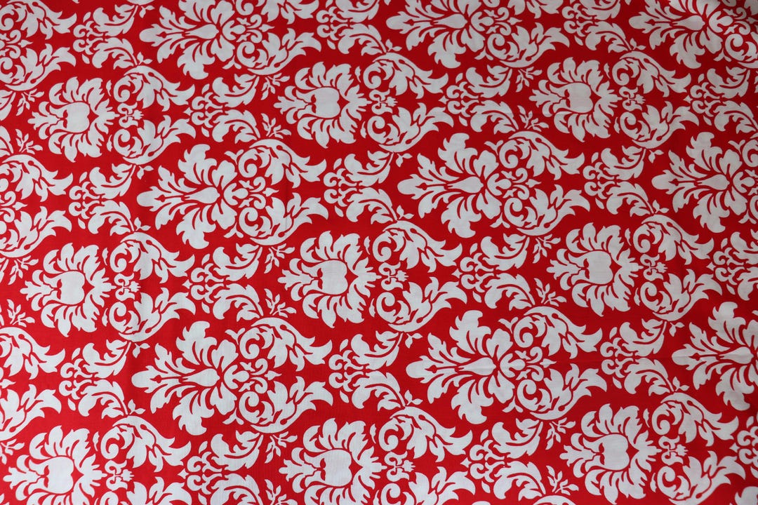 Michael Miller Dandy Damask Red and White Quilting Cotton Fabric CX ...