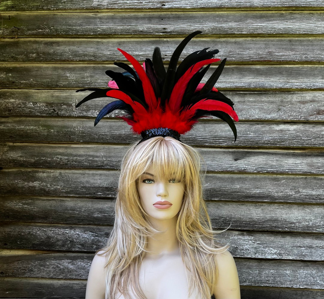 Pick Colors Rooster Feather Mardi Gras Headdress Headband Hair ...