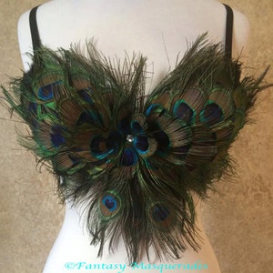 Pick Size-peacock Eye Feather Bra Top Rave Costume Belly Dance - Etsy