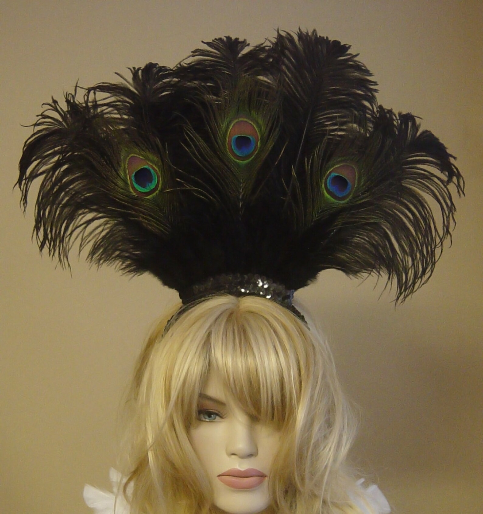 Choose Color-large Peacock & Ostrich Feather Headdress Headband Hair ...