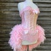 Pick Size-pink Victorian Lace Burlesque Carnival Circus Costume Feather ...