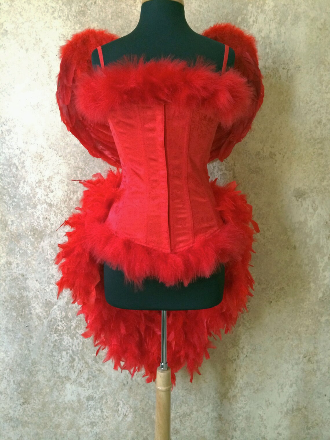 Pick Size-red Angel Burlesque Feather Costume With Wings Carnival Bird ...