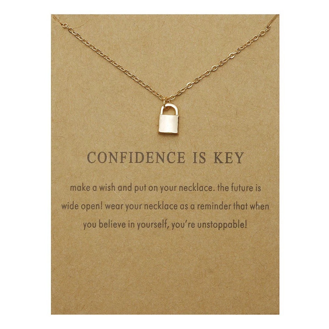 Confidence is Key Lock Necklace Gold and Silver Tiny Dainty - Etsy
