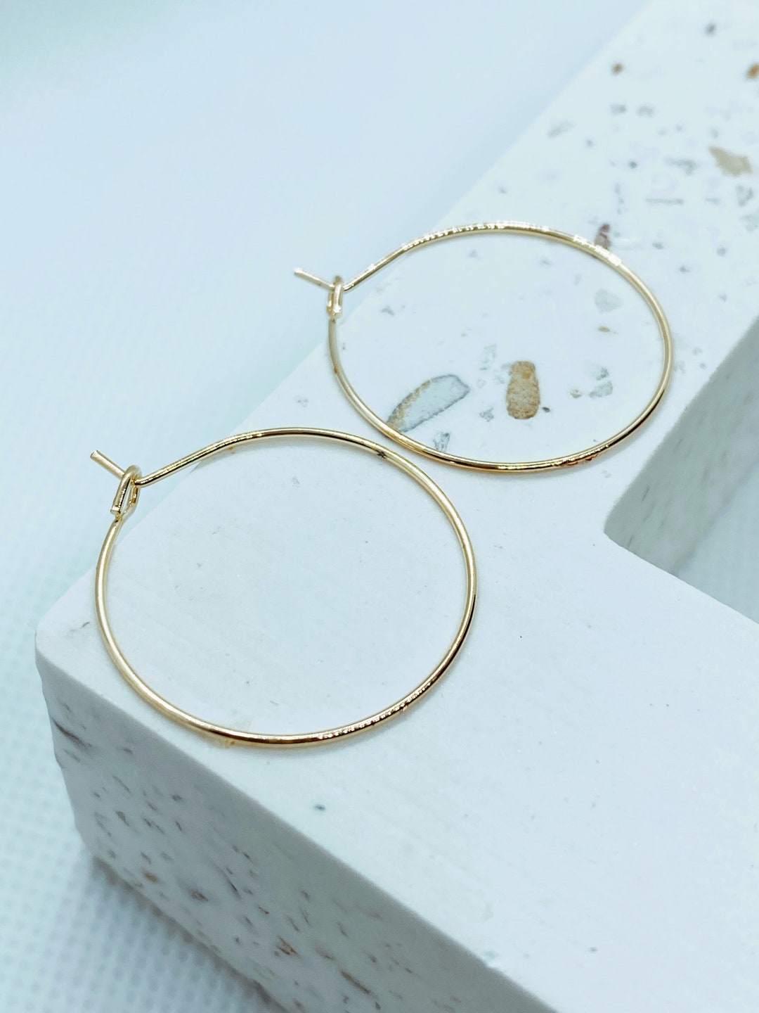 22mm Gold Hoops Set With Clasp - Etsy