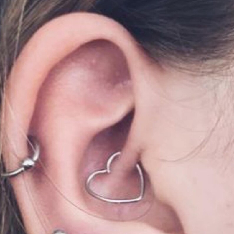 Open Heart Earring Cartilage Rook 14k Gold, Rose Gold, Sterling Silver ...