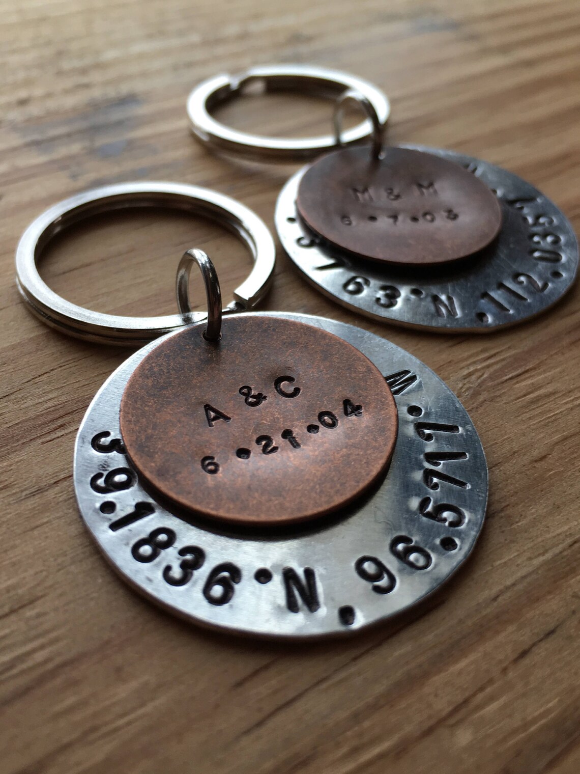 Personalized Handstamped Coordinates Keychain to Celebrate Couple ...