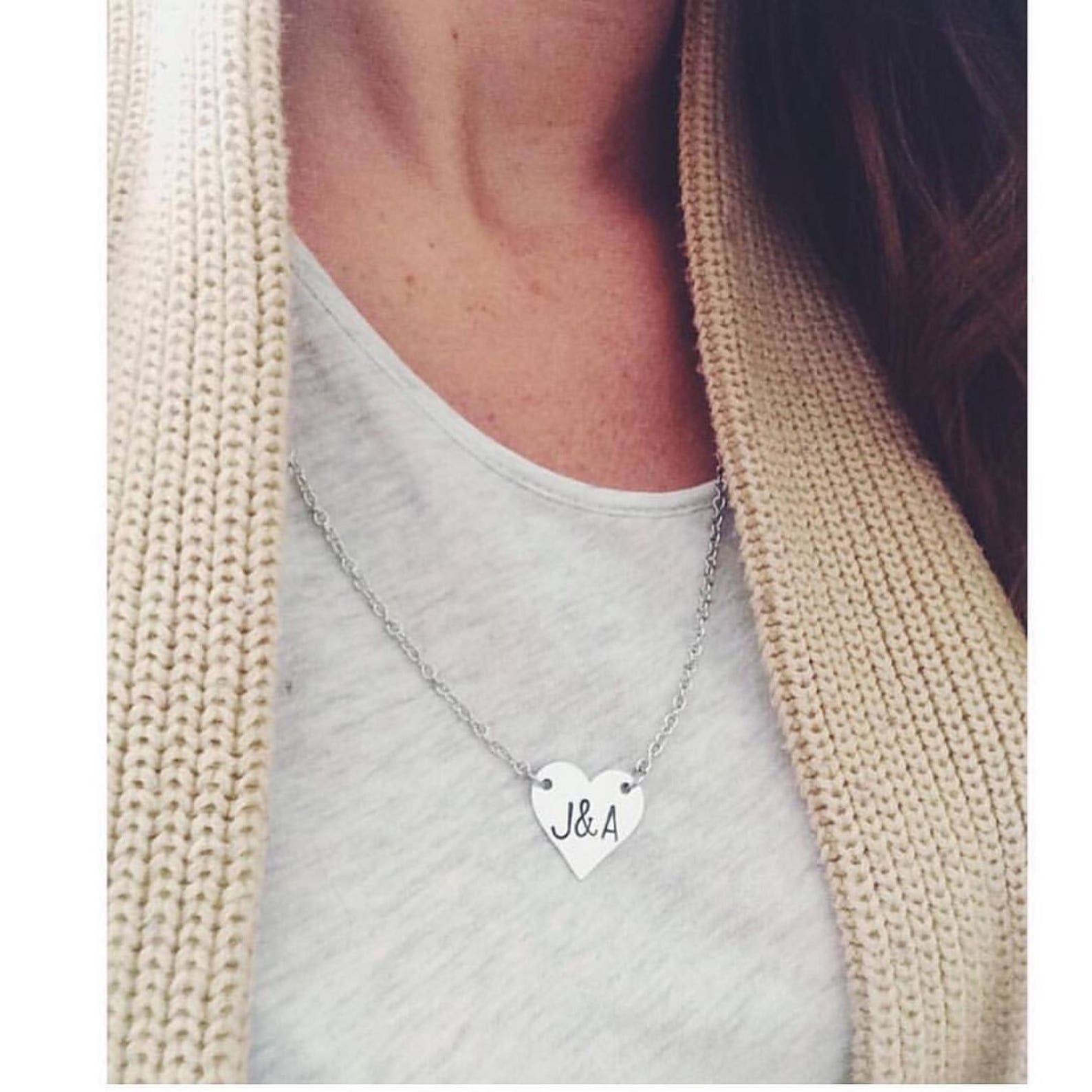 Handstamped Personalized Heart Necklace With Initials or - Etsy