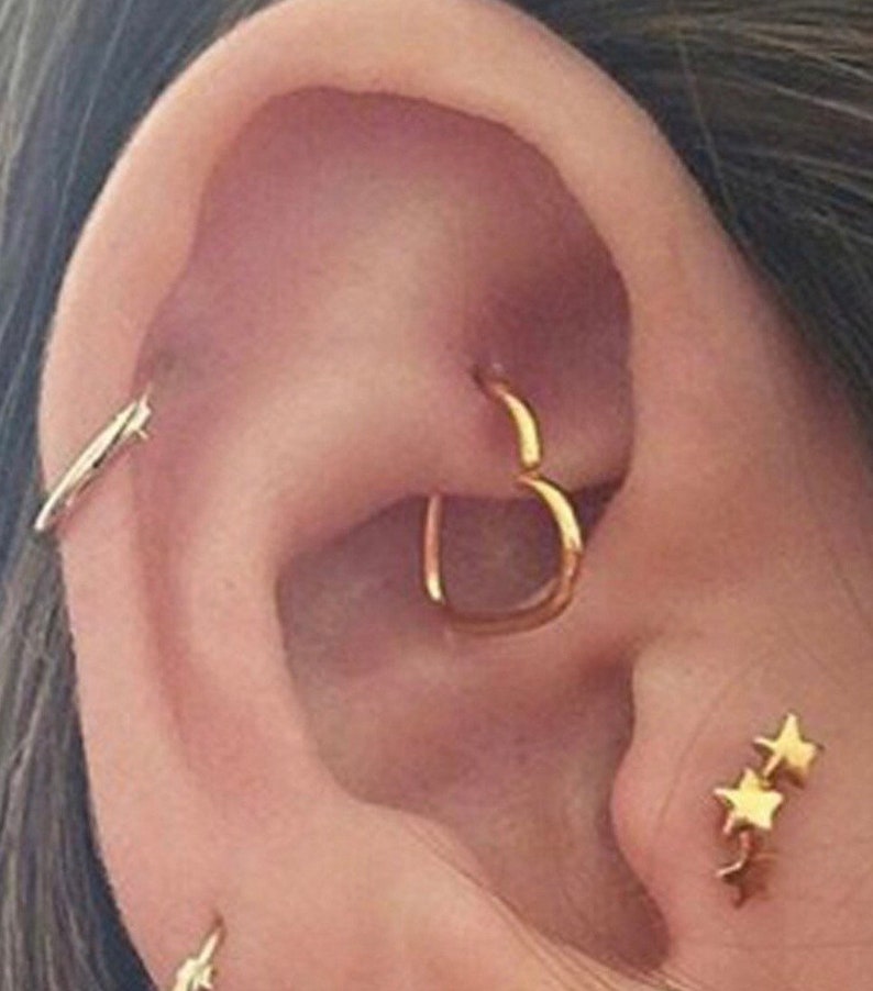 Open Heart Earring Cartilage Rook 14k Gold, Rose Gold, Sterling Silver ...