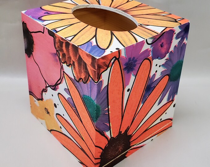 Handmade Decoupage Wood Tissue Box Cover, Summer Garden - Etsy