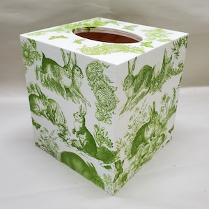 Handmade Decoupage Wood Tissue Box Cover, Easter, Bunny Toile, Home ...
