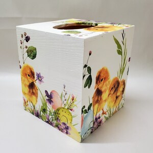 Handmade Decoupage Wood Tissue Box Cover, Chicks, Spring Decor, Easter ...
