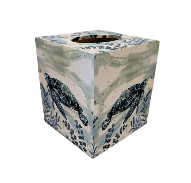 Handmade Sea Turtle Wood Tissue Box Holder, Nautical Beach Home Decor ...