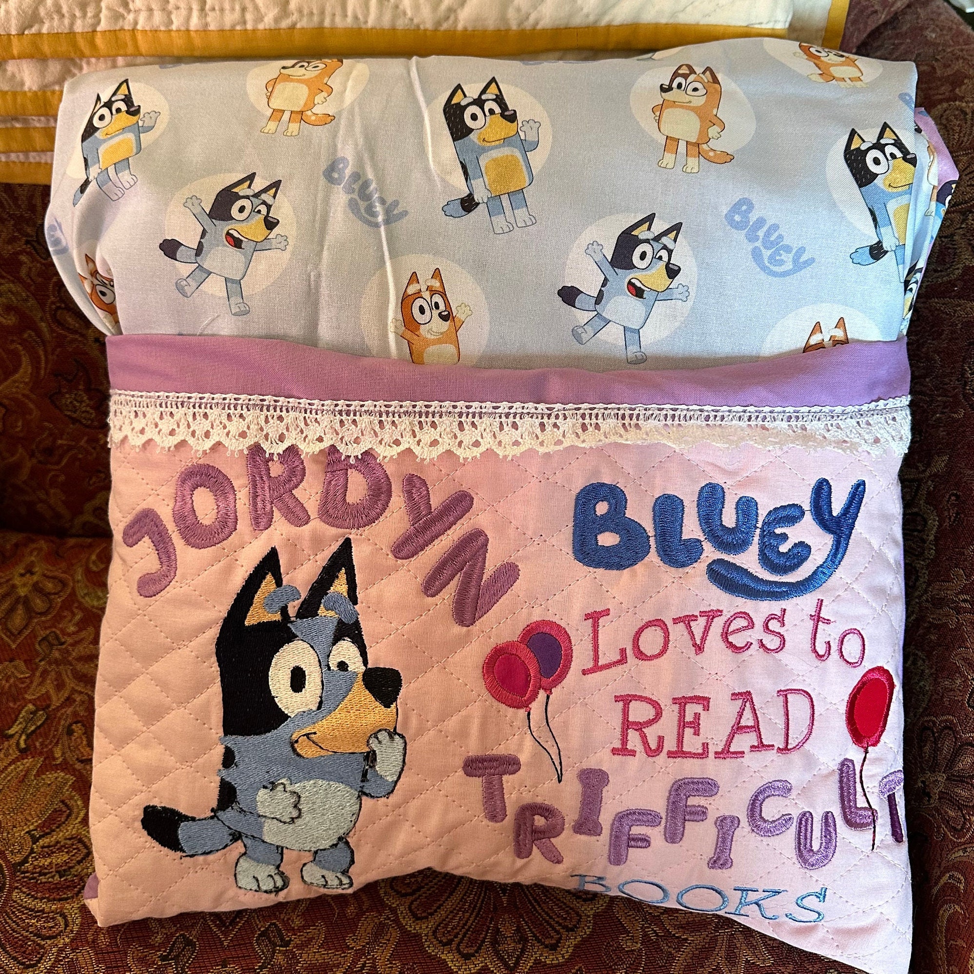 1 BLUEY Reading Pillows 16x16 Made to Order ANY Saying Available ...