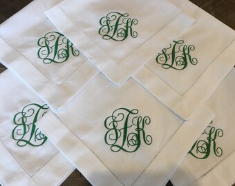 Monogrammed linen napkins | Etsy