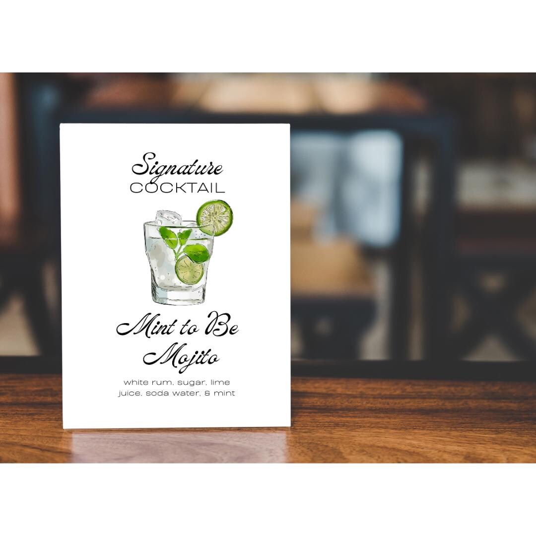 Signature Drink Signage for Wedding: Mint to Be Mojito - Etsy