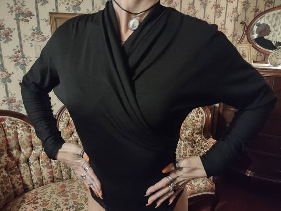 George Rech Paris Vintage Bodysuit Black With Lace Trim Snap - Etsy