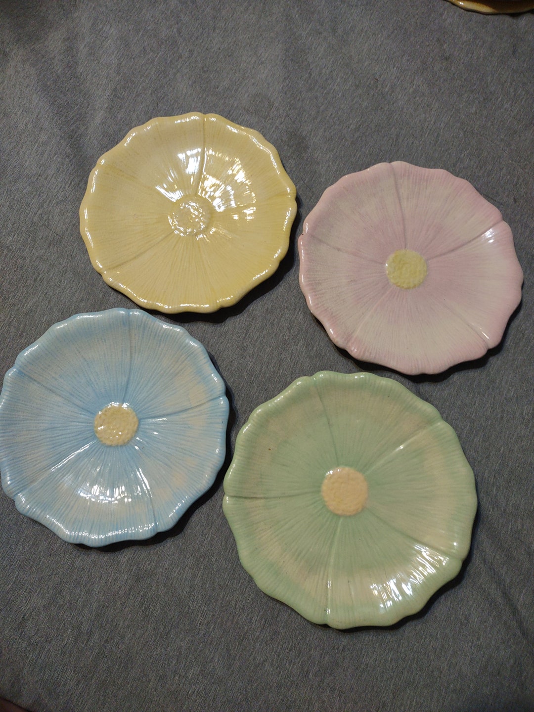 Pastel Flower Shaped 7" Ceramic Plates Tea Party Easter Spring Romantic ...