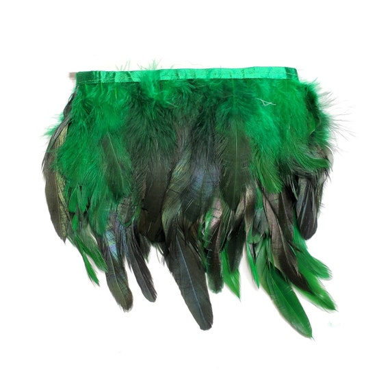 1 Yard DARK GREEN Rooster Feather Trim Fringe | Etsy
