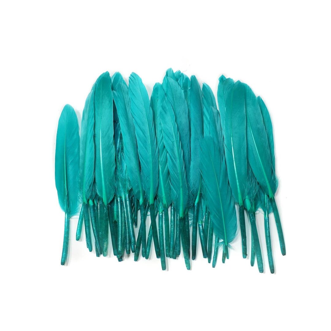 10 Pcs Cyan Duck Feathers 4-6 Dyed Duck Loose Wholesale Cochettes Bulk ...