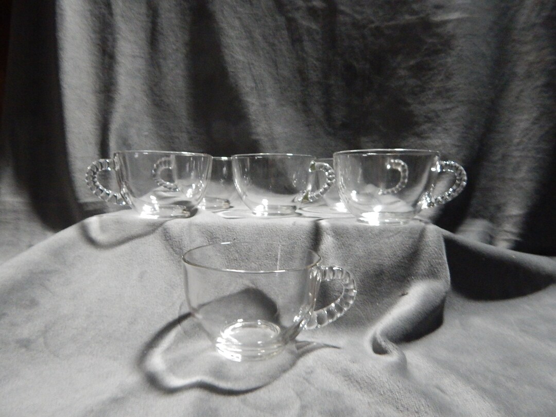 Vintage Set of 6 Boopie Clear Glass Beaded Handle Coffee --tea--punch ...