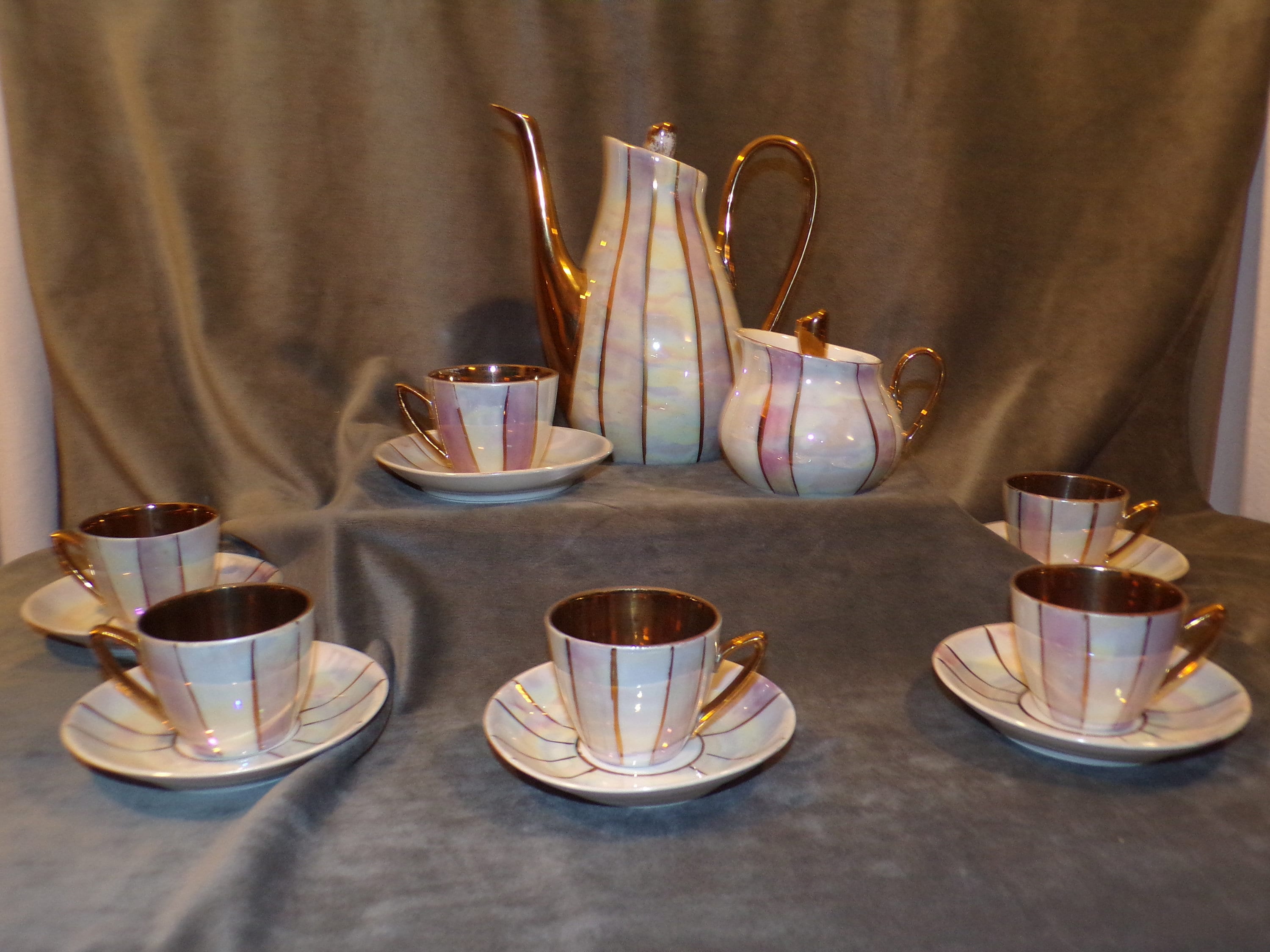 Polish Pottery Tea Set Brown