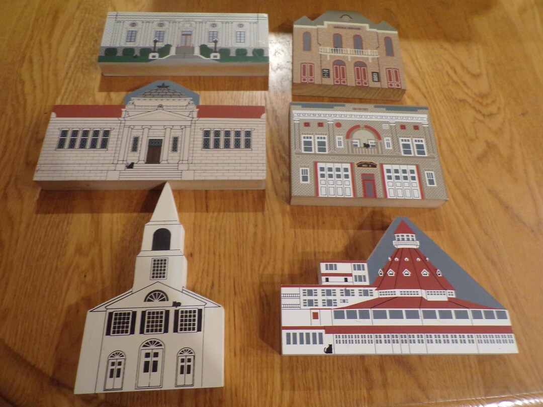 Vintage Jaline Collectible Wooden Historical Buildings 6 Piece Set - Etsy