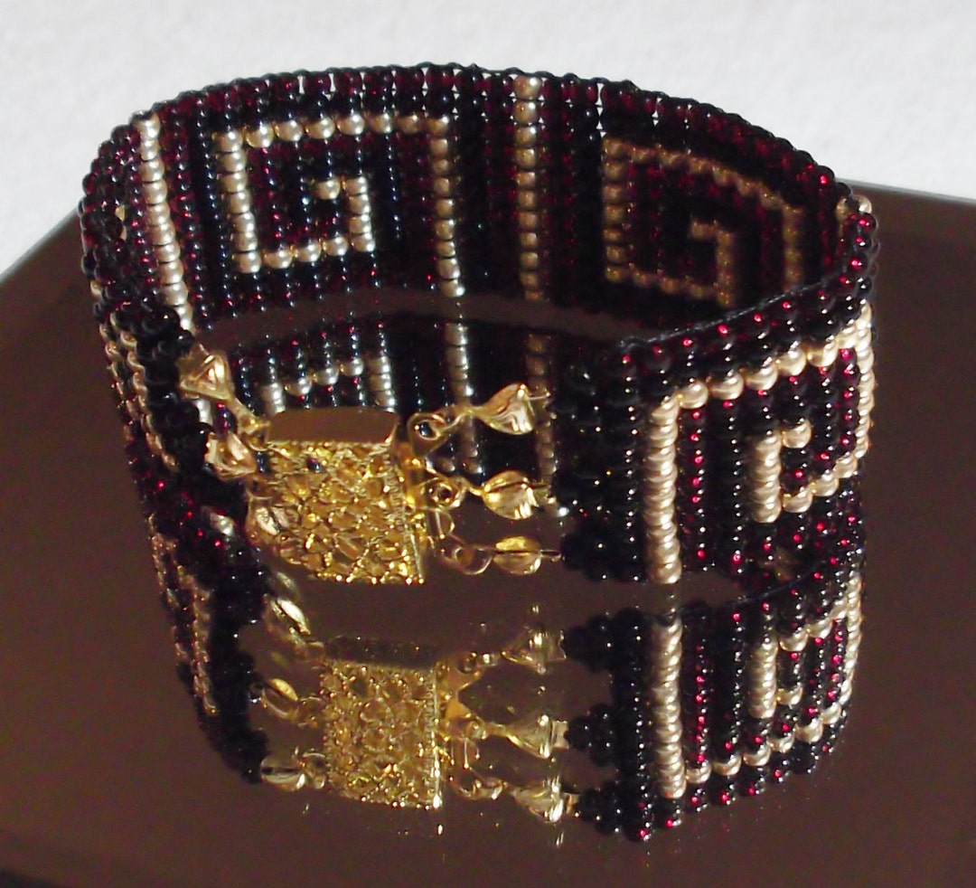 Three-color Greek Key 7-1/2-inch/19 Cm Woven Beads Bracelet - Etsy