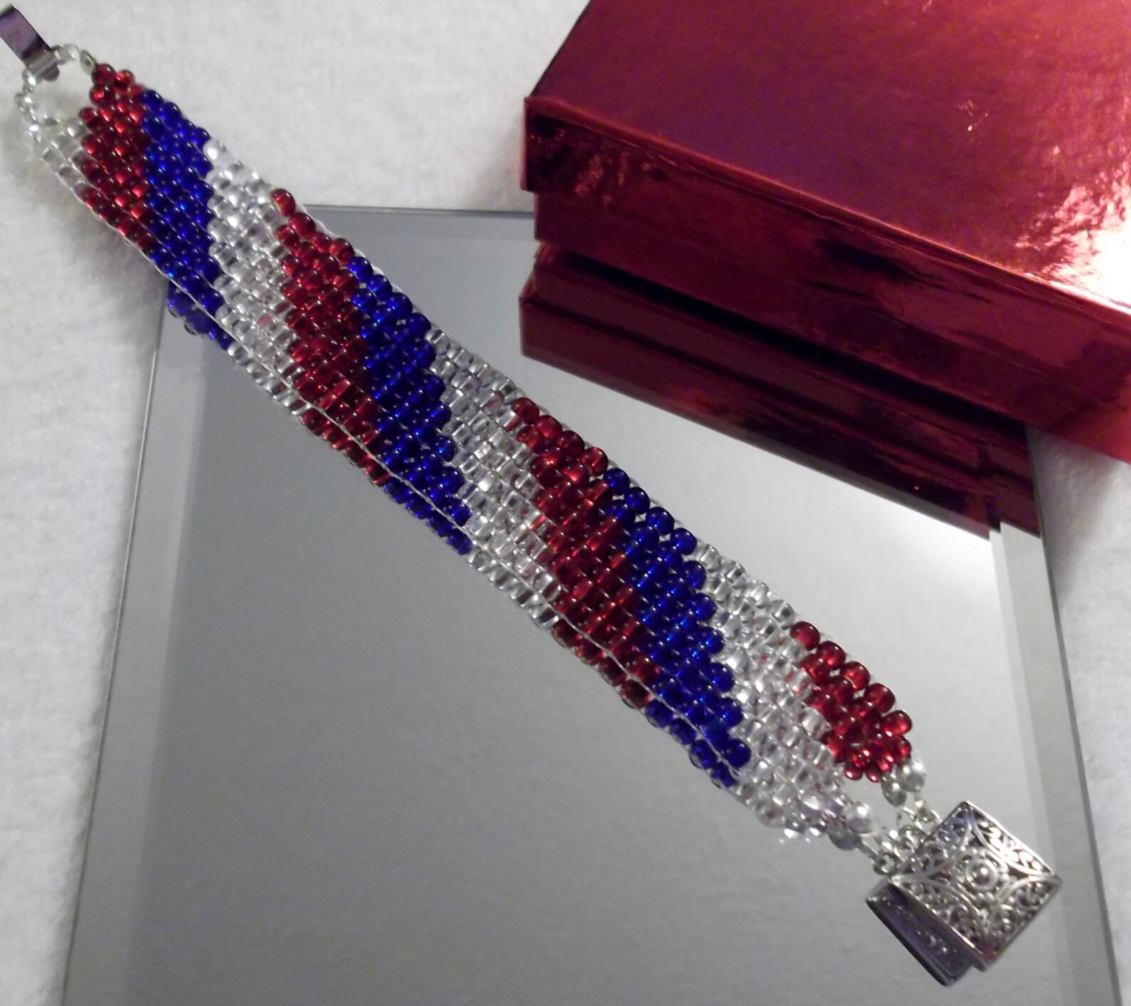 Silver-lined Ruby Sapphire and Crystal 7-1/2-inch/19 Cm Woven - Etsy