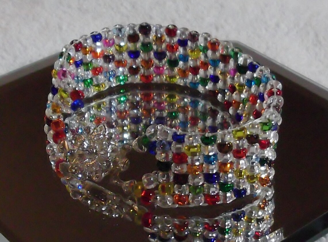 Multi-colors With Diamonds 7-1/2-inch/19 Cm Bracelet by Woven Beads ...