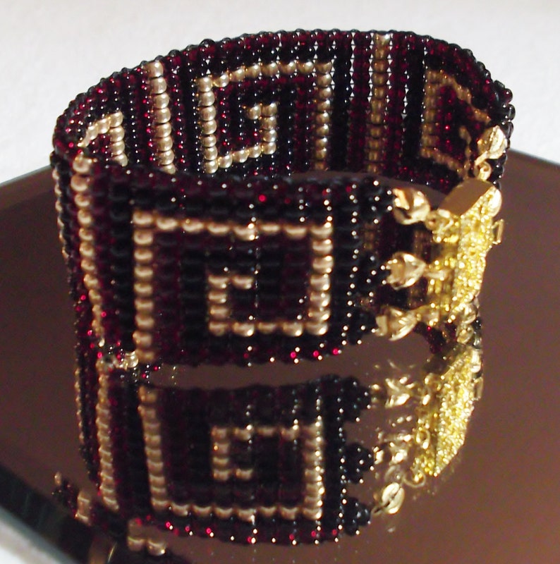 Three-color Greek Key 7-1/2-inch/19 Cm Woven Beads Bracelet - Etsy