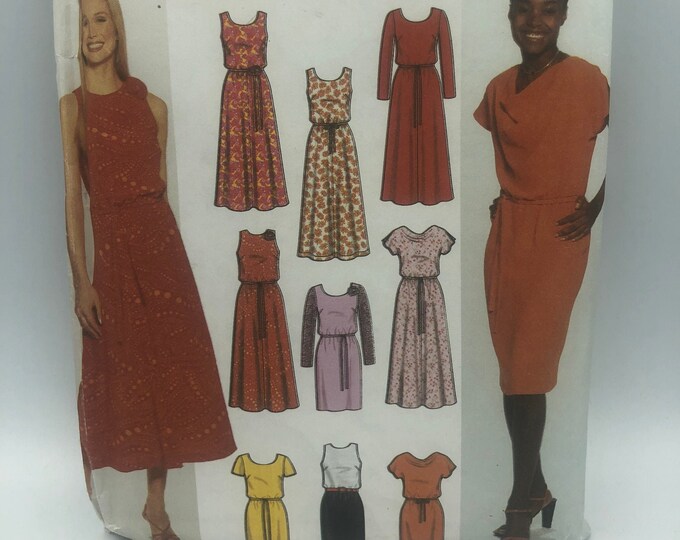 Cut 1990's so Easy SIMPLICITY Pattern #8258 Size 8-18 Dress With Belt ...
